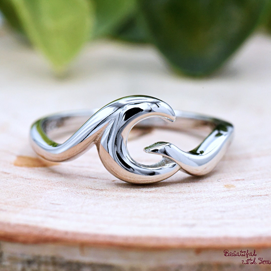 Big & Small Ocean Waves Ring, Solid 925 Sterling Silver Waves Ring ...