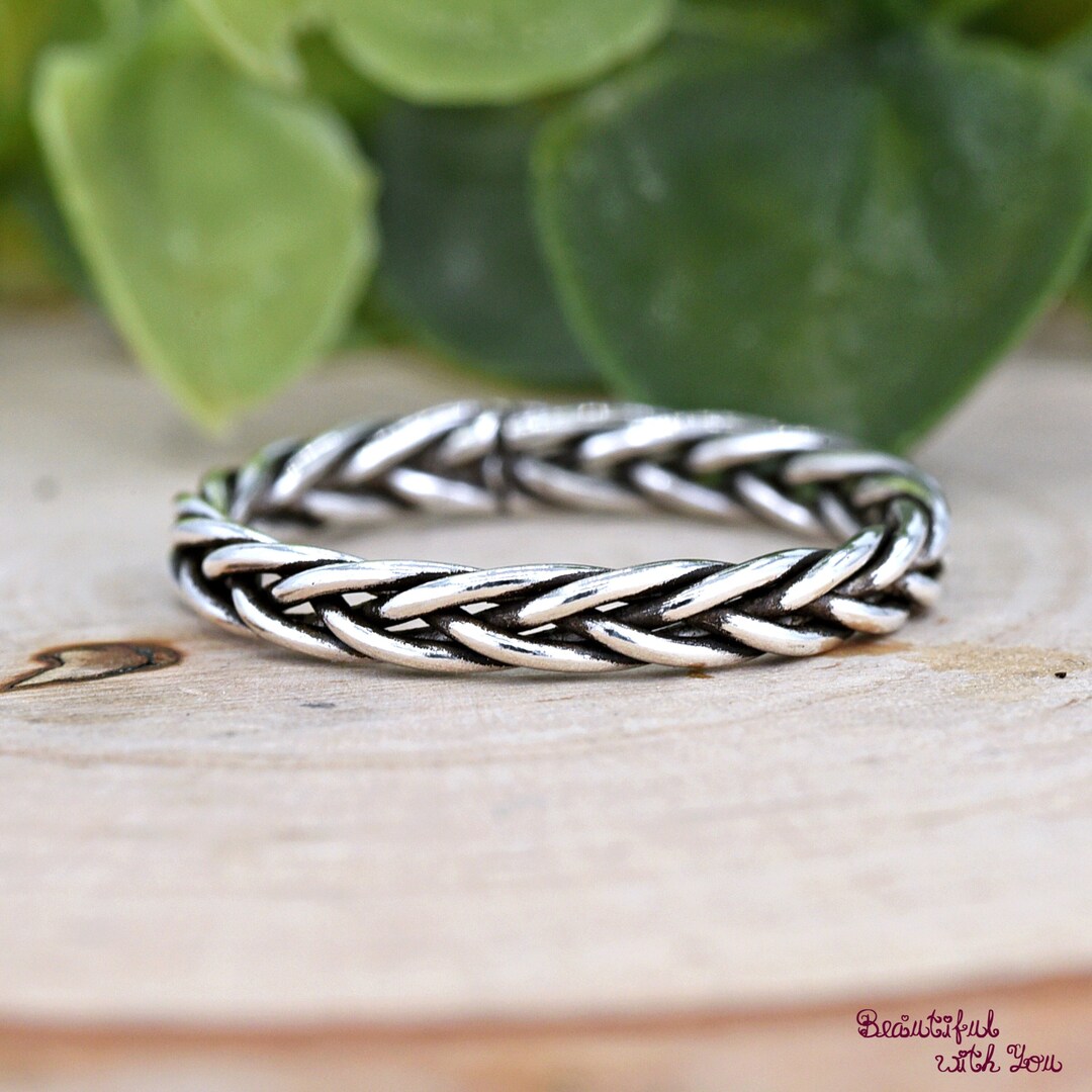 3mm Celtic Braided Knot Eternity Ring, Oxidized Solid 925 Sterling ...