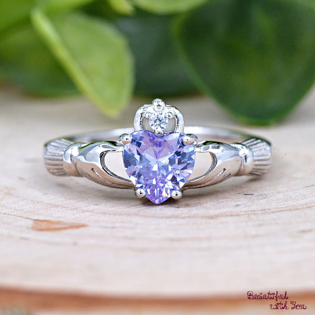 June Birthstone Lavender Light Purple Color Heart Cubic Zirconia ...