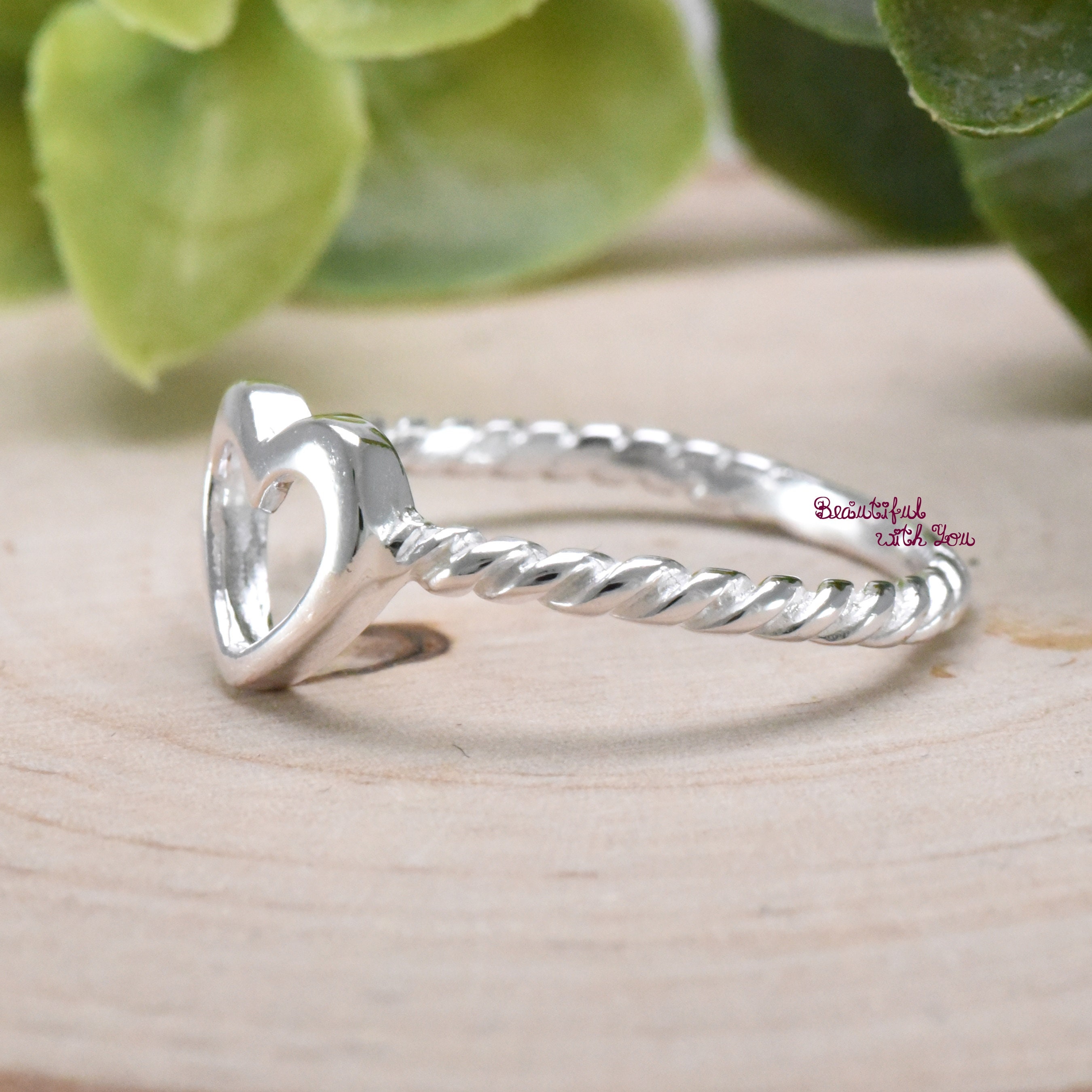 Heart Ring Open Heart Twisted Band Ring Heart Promise Ring - Etsy