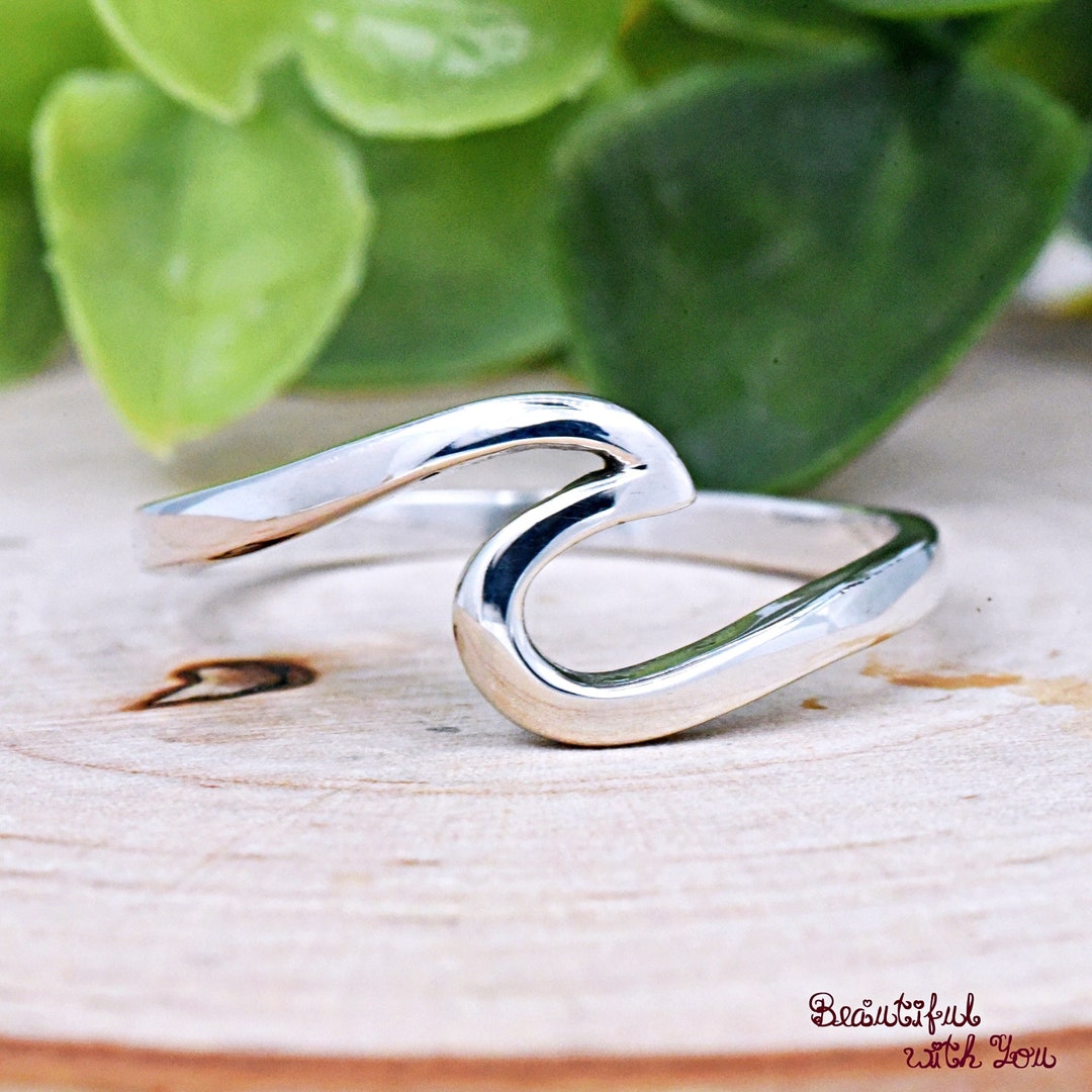 Sterling Silver Beach Jewelry Wave Ring, Wave Ring Womens, Surfers ...