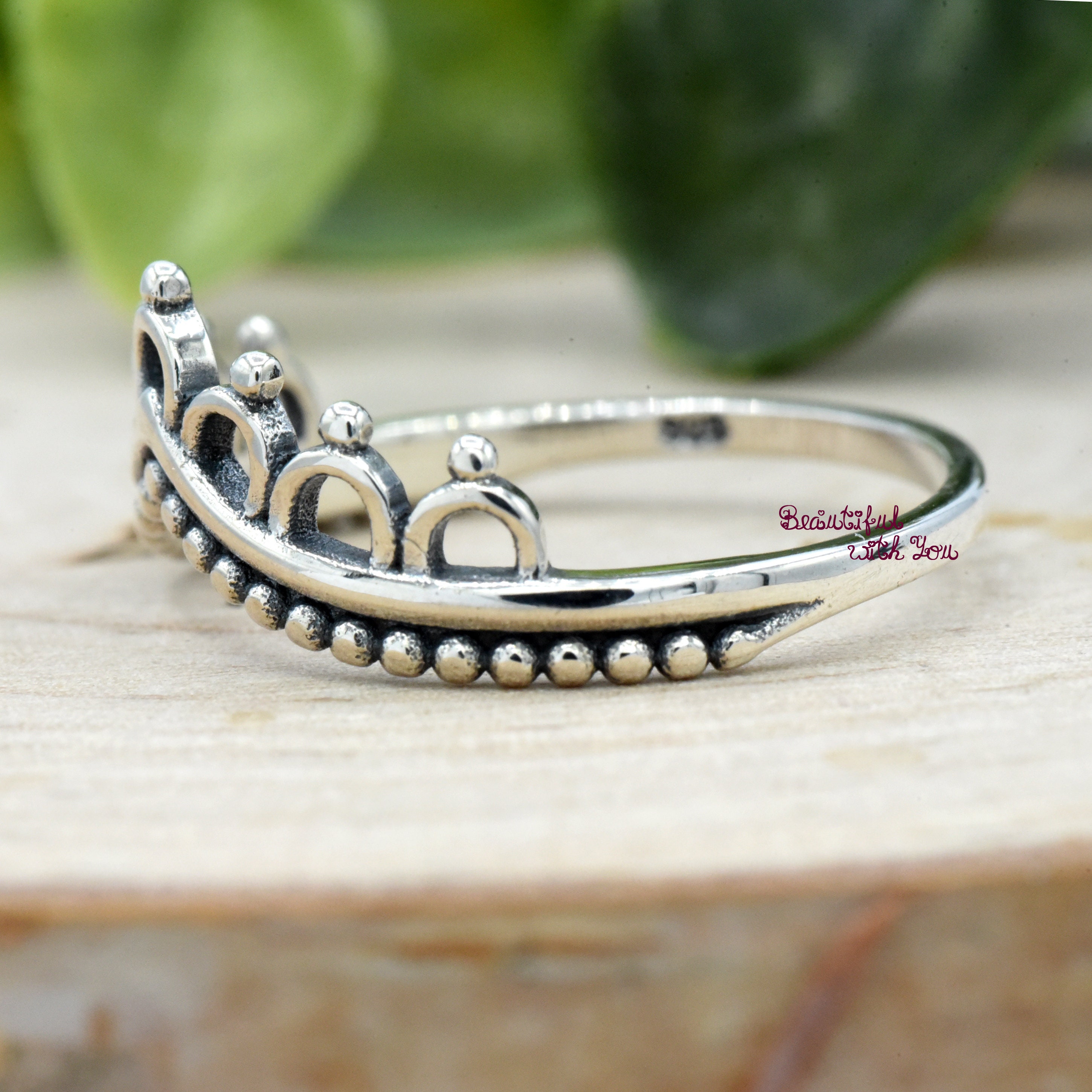 Double Layered Plain Bead Wishbone Tiara Ring Solid 925 - Etsy