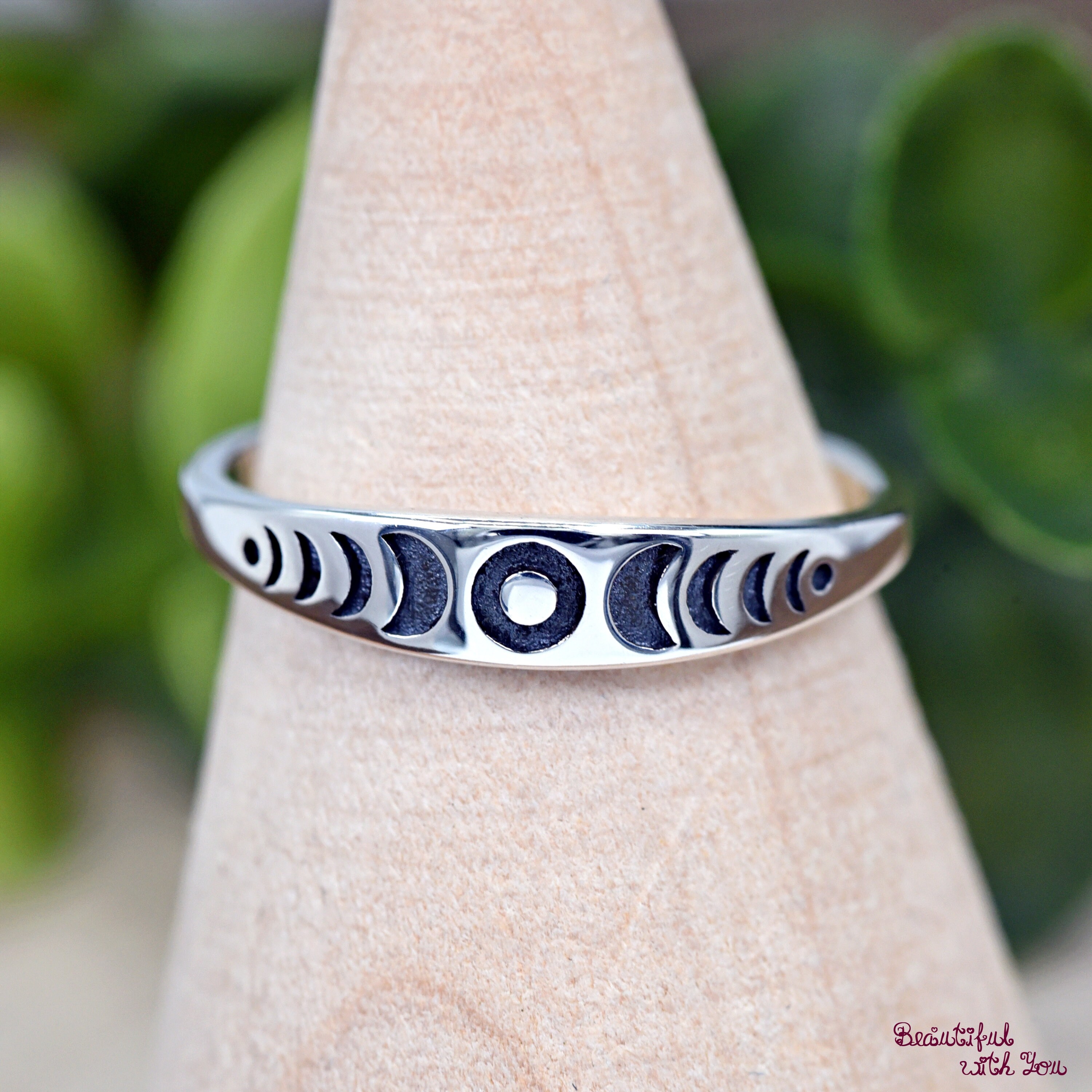 4mm Signet Style Phases of the Moon Engraved Ring Unique Moon - Etsy