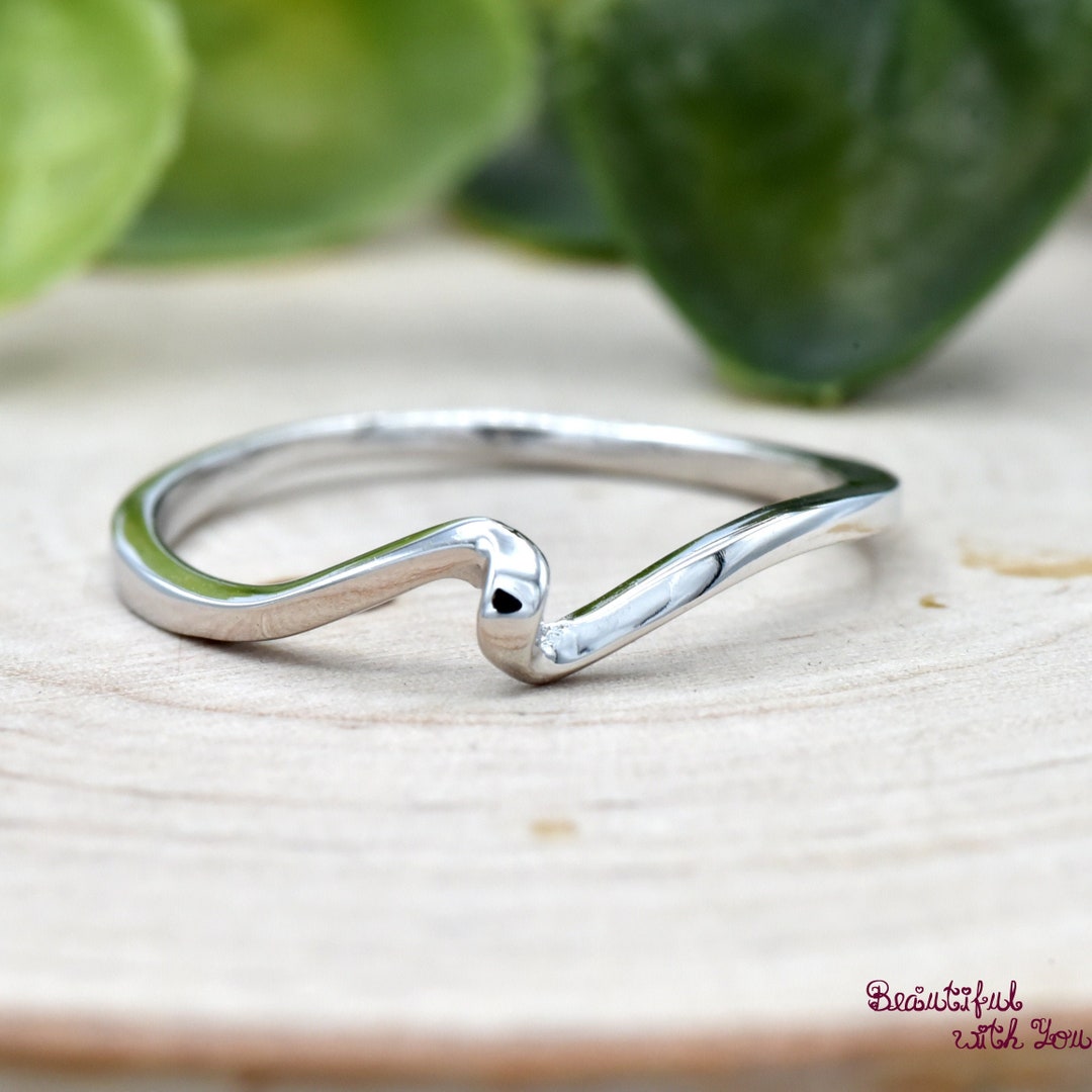 Minimalism 925 Sterling Silver Twisted Wavy Ring, Twisted Ocean Wave ...