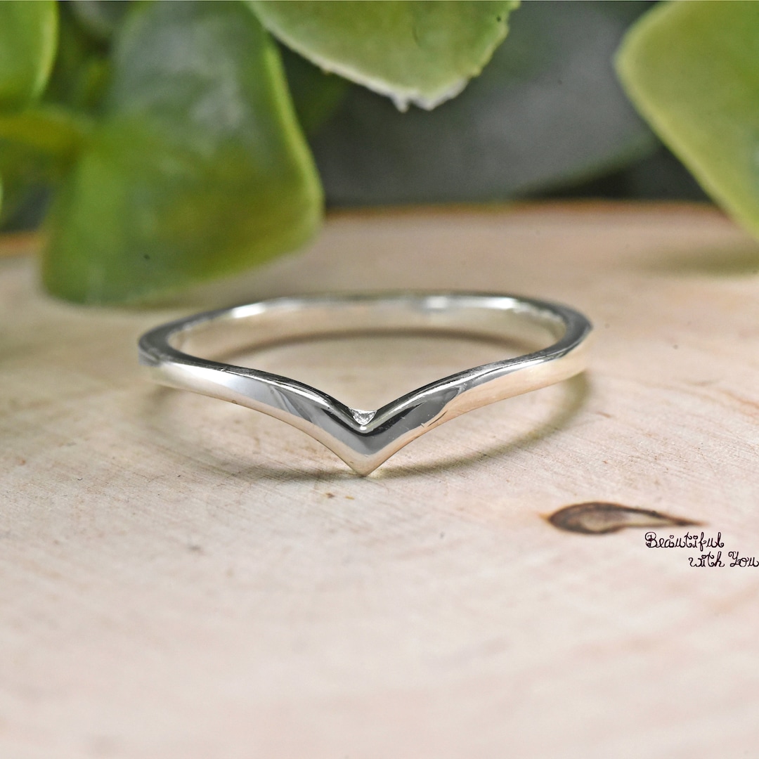 Minimalist Wishbone Engagement Ring, Sterling Silver V Shape Stacking ...