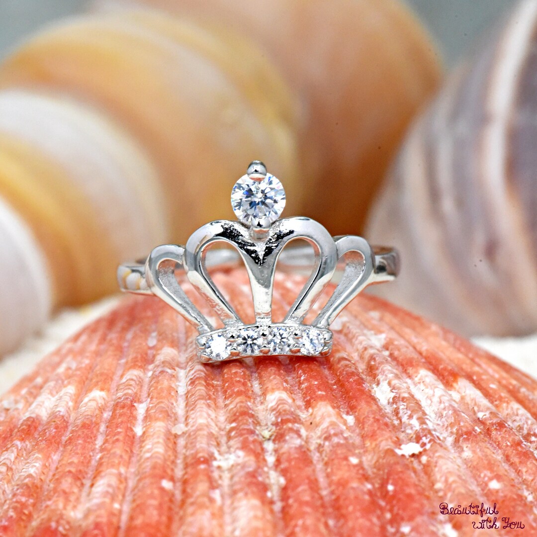 Royal Crown CZ Toe Ring With CZ Solid 925 Sterling Silver - Etsy
