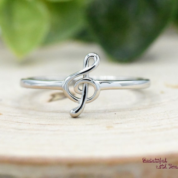 Music Ring Treble Clef Musicians Ring Solid 925 Sterling | Etsy