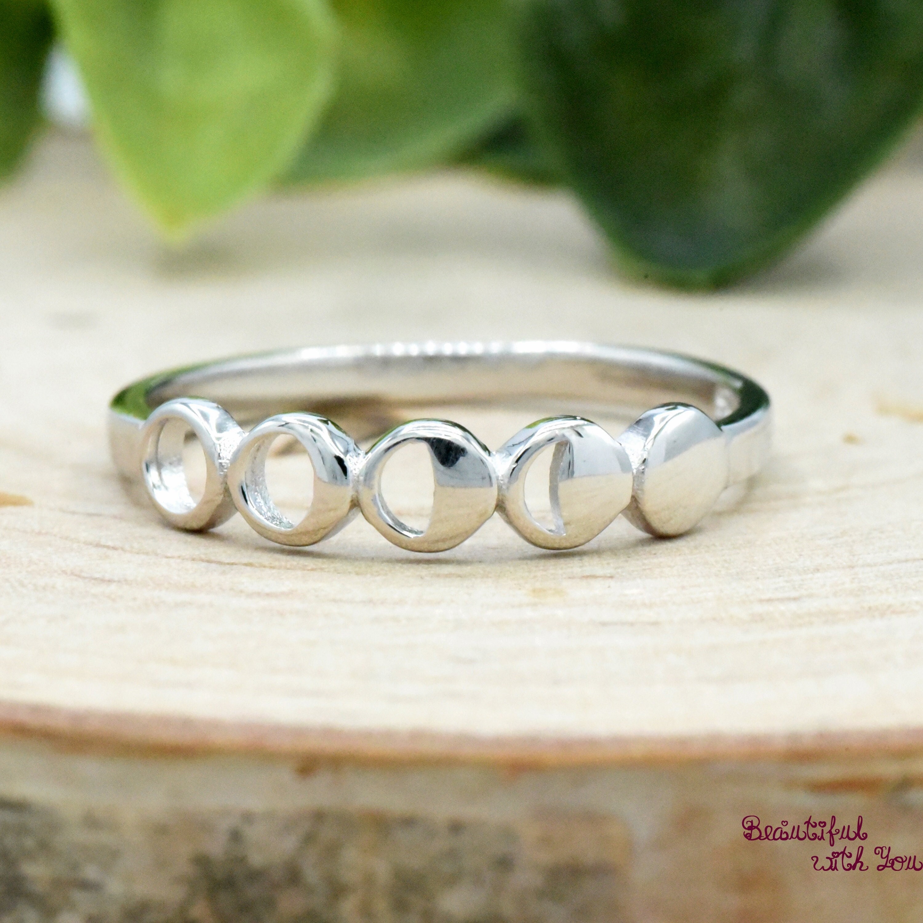 Phases of the Moon Ring Unique Moon Phase Ring Silver Solid - Etsy