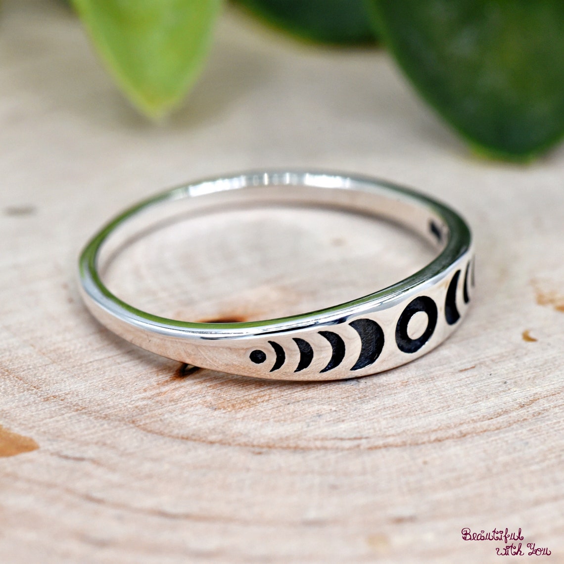 4mm Signet Style Phases of the Moon Engraved Ring Unique Moon - Etsy
