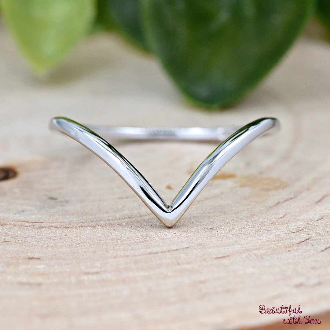 Minimalist Simple Plain V Shape Chevron Wishbone Silver Thumb Ring ...
