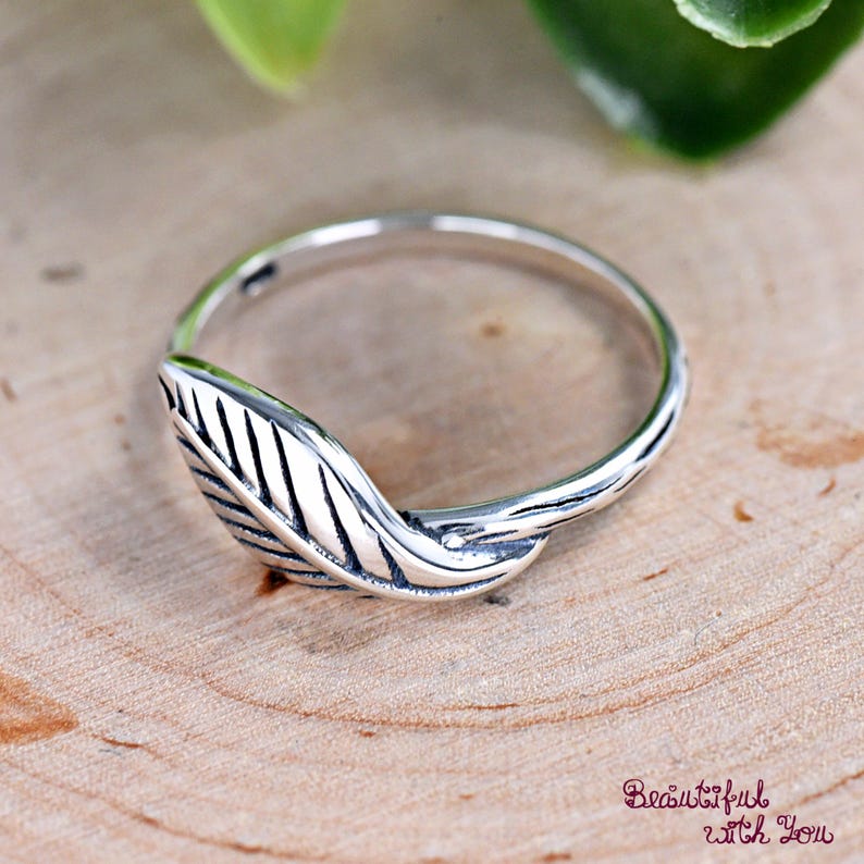 Nature Inspired Leaf Vine Ring, Solid 925 Sterling Silver Leaf Ring ...