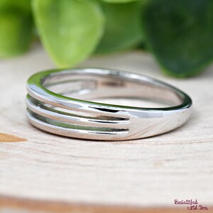 Multi Layered Three Line Ring, Triple Lines Layer Ring, Silver, Solid ...