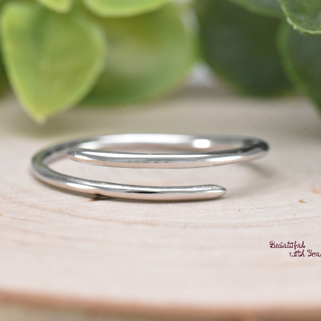 Simple Wire Thumb Ring, Wraparound Ring, Adjustable Midi Finger Ring ...