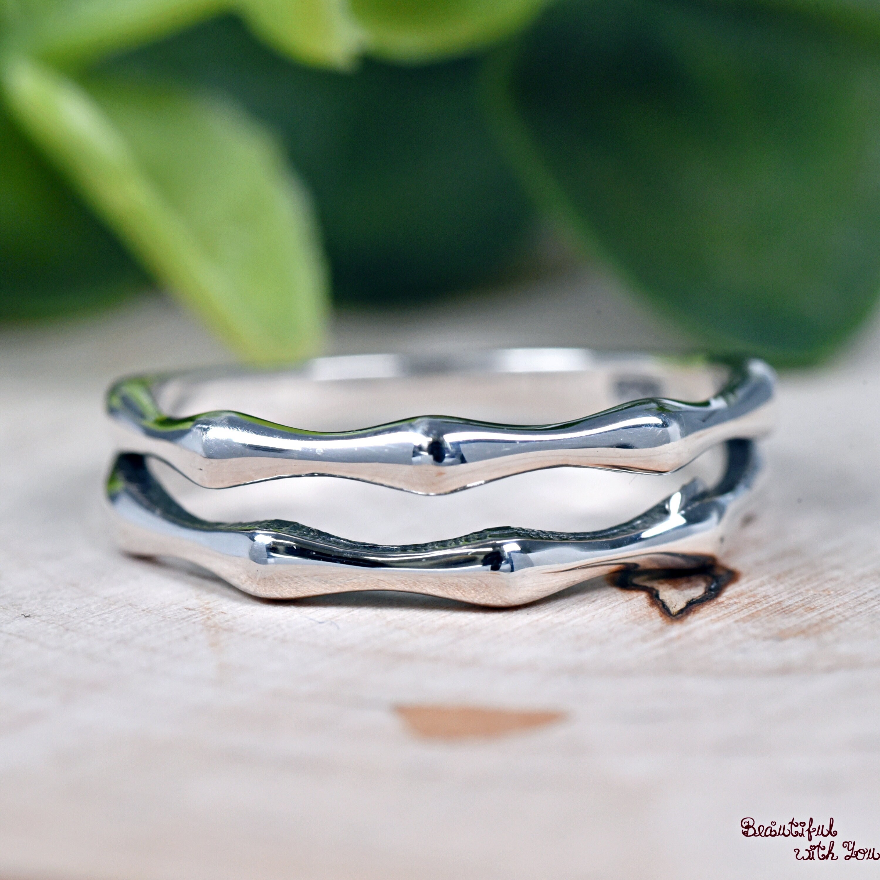 Bamboo Ring Double Layered Bamboo Pattern Ring Solid 925 - Etsy