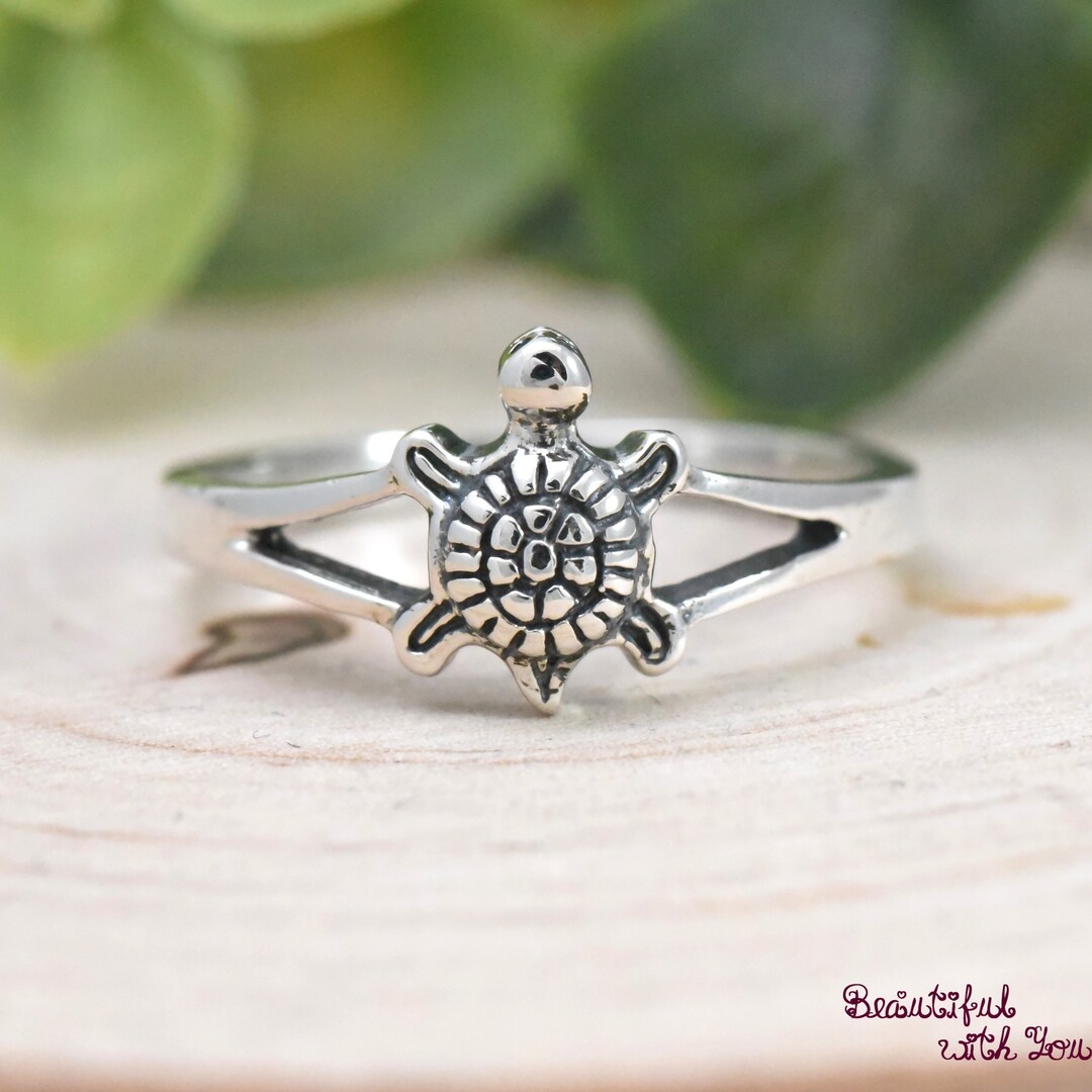 Turtle Ring, Hawaiian Green Sea Turtle Honu Inspired Ring, Sterling ...
