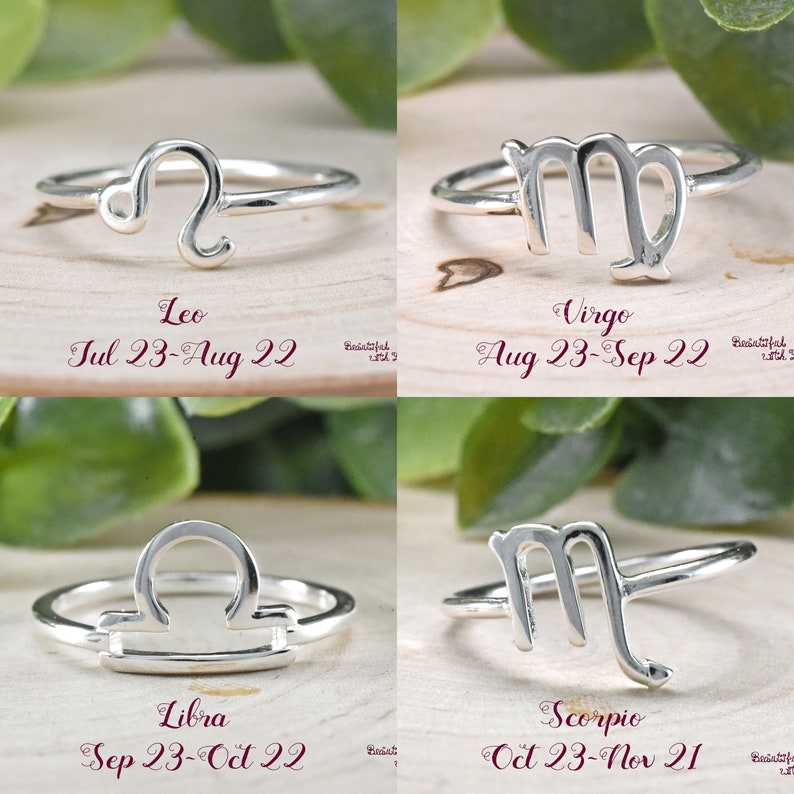 Zodiac Sign Ring Leo Ring Star Signs Ring Birth Date Ring - Etsy Singapore