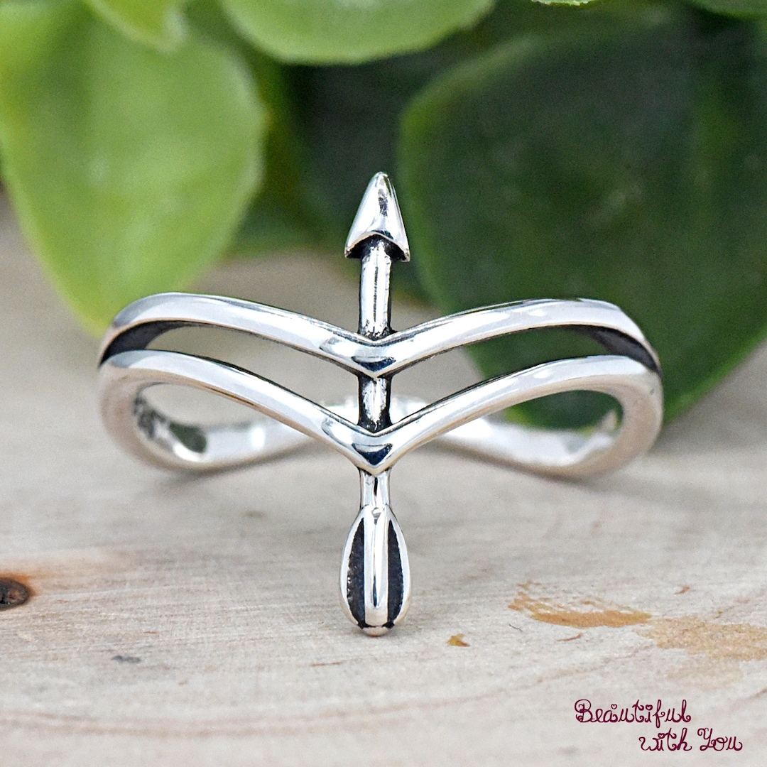 Sterling Silver Arrow Bow Thumb Ring, Solid 925 Sterling Silver Bow ...