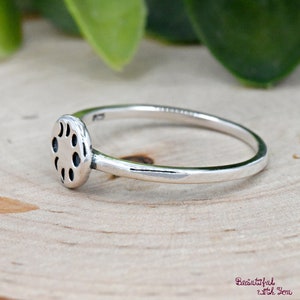 Circle of Moon Phases Engraved Disc Ring, Flat Round Disk Lunar Cycle ...