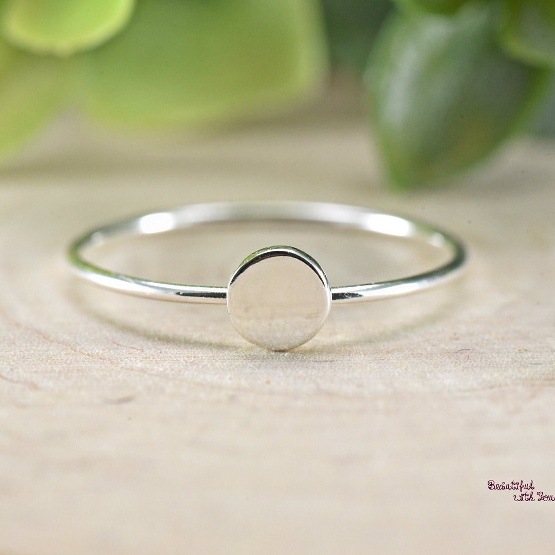 Disk Ring, 5mm Round Disk Ring Silver, Trendy Disc Ring, Womens ...