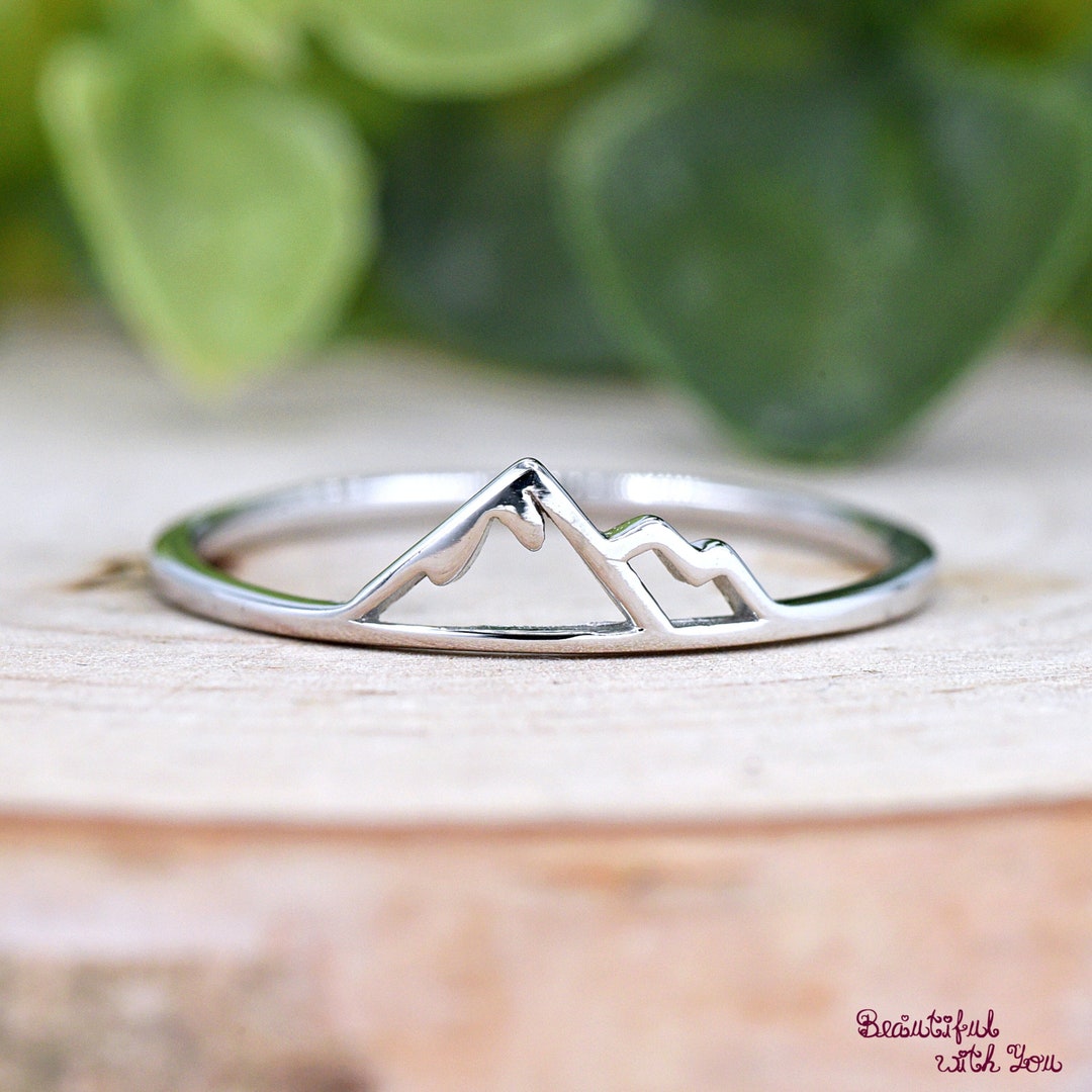 Minimalist Tiny Mountains Solid 925 Sterling Silver Ring, Mountain ...