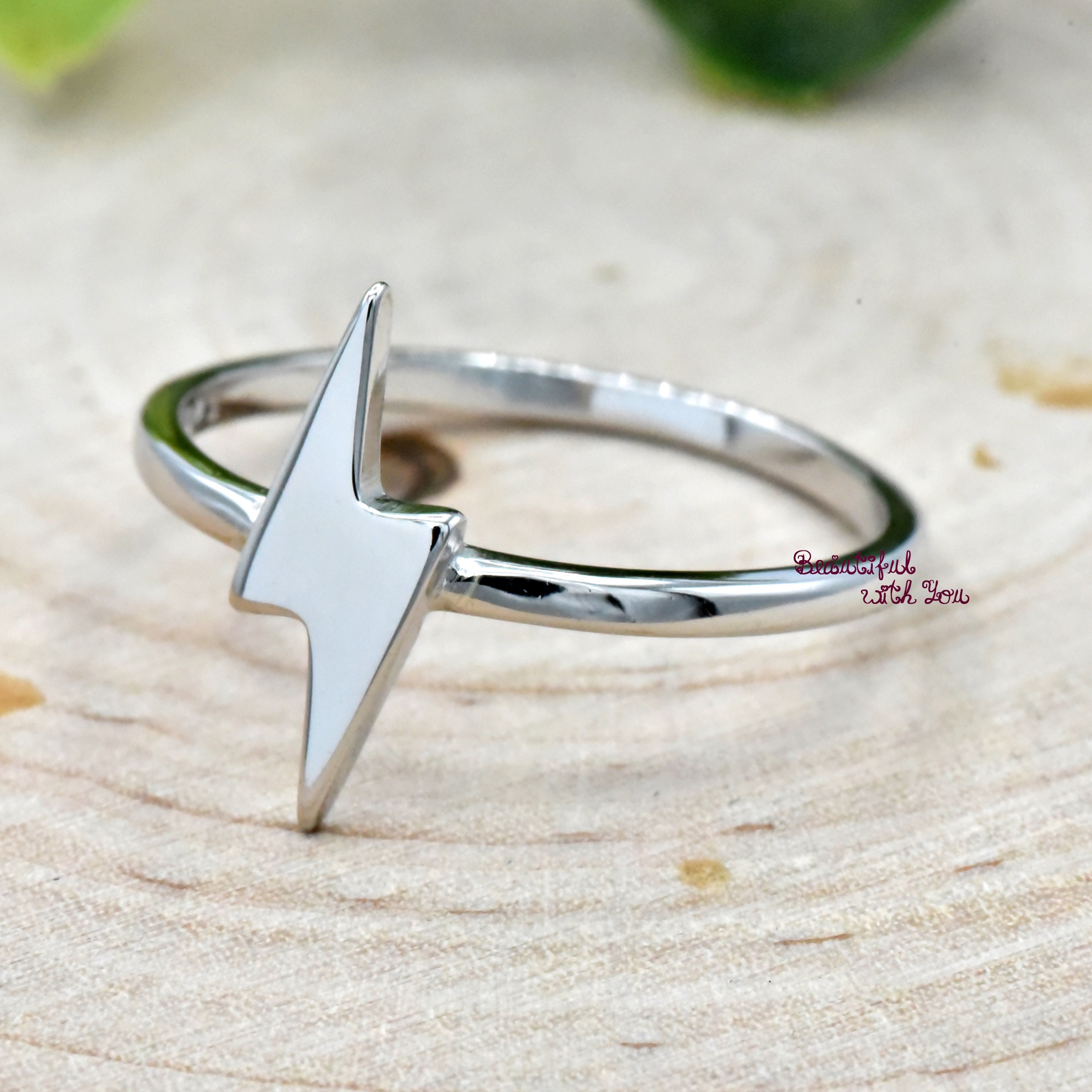 Vertical Thunderbolt Ring Lightning Bolt Ring Silver - Etsy