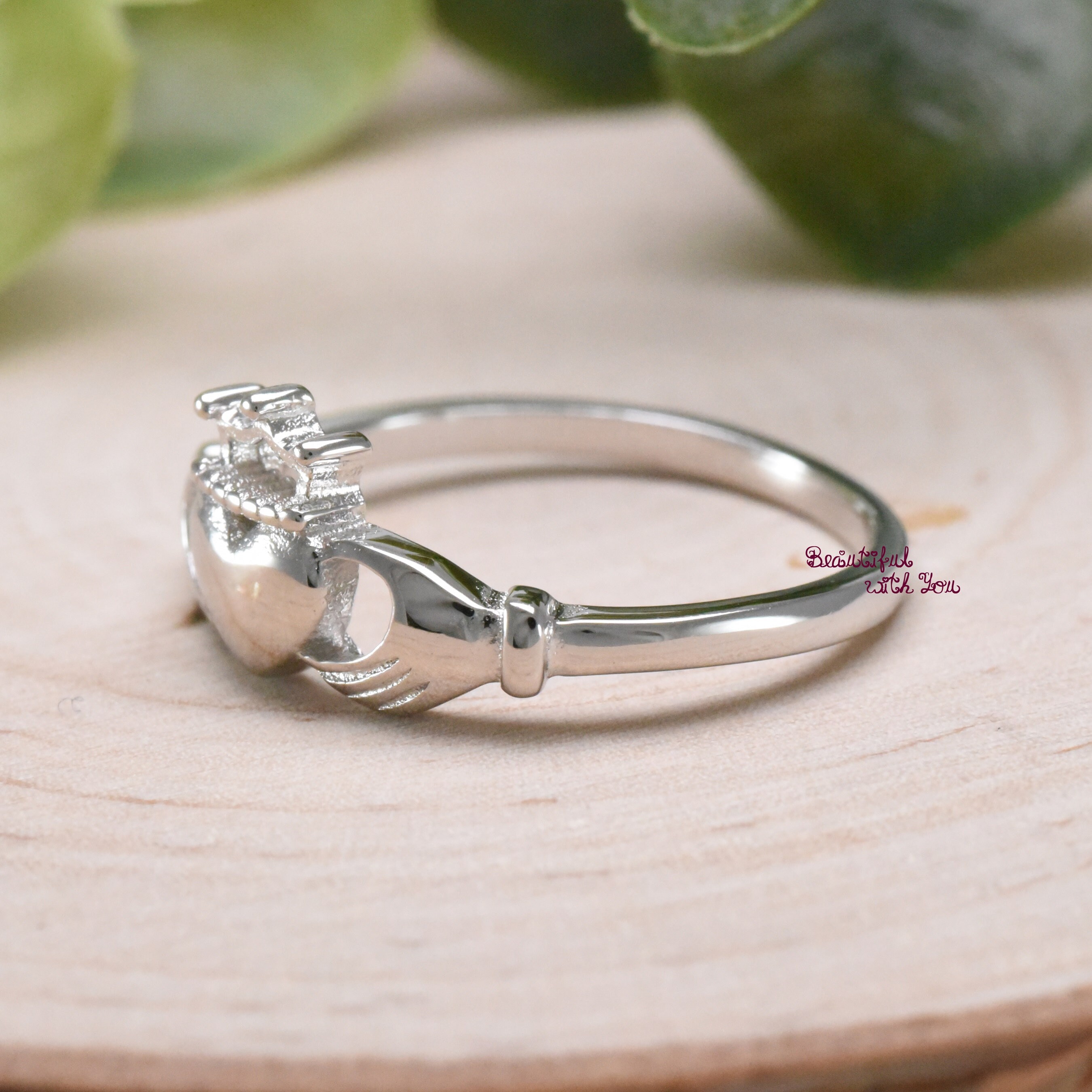 Heart Claddagh With Crown Ring Silver, Solid 925 Sterling Silver Heart ...