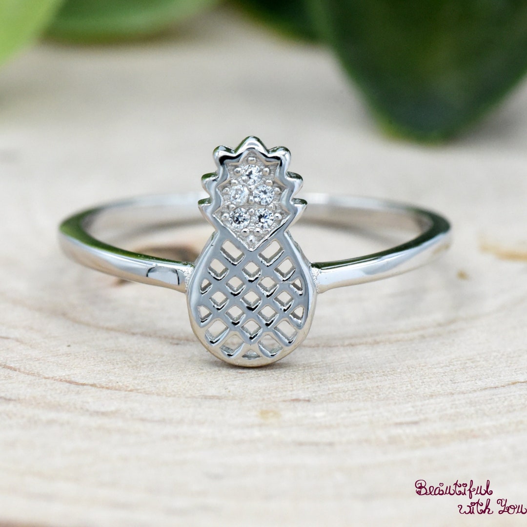 Pineapple Ring Solid 925 Sterling Silver Pineapple Ring With - Etsy