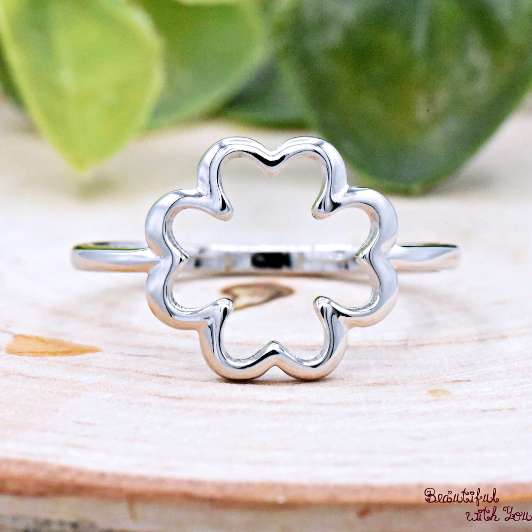 Four Leaf Clover Ring Celtic Lucky Clover Ring Silver - Etsy