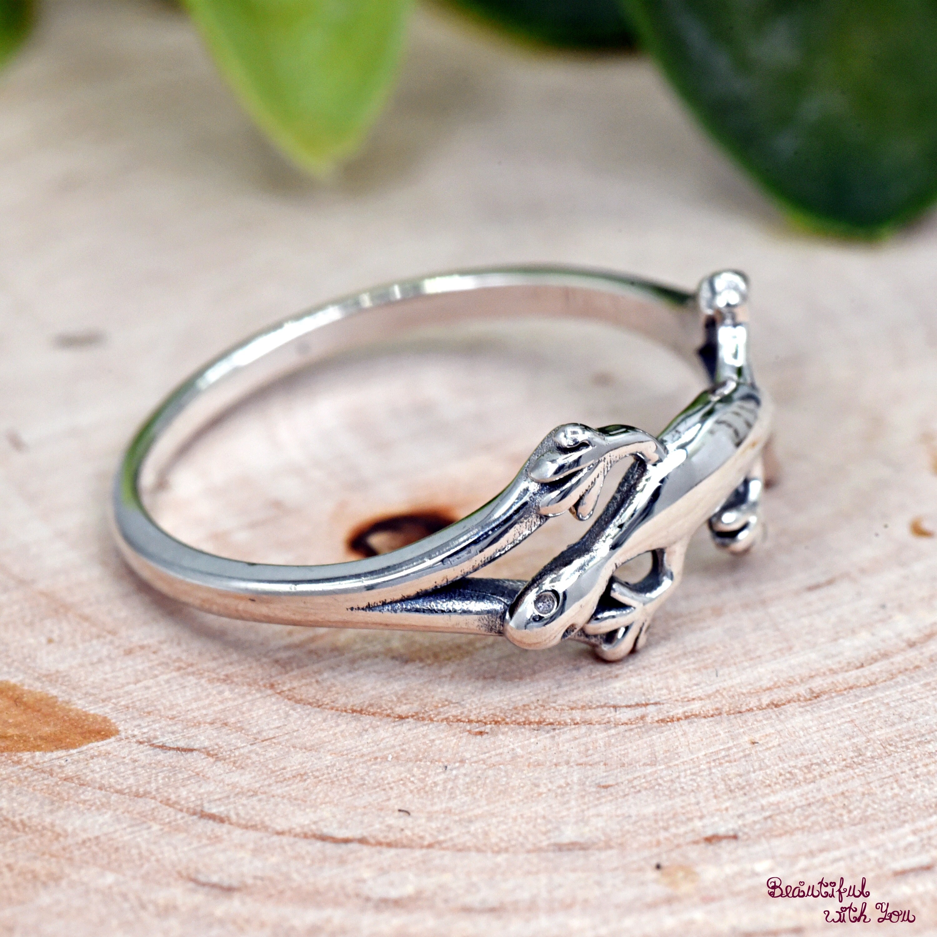 Lizard Ring Sideways Dainty Cute Lizard Sterling Silver Ring | Etsy