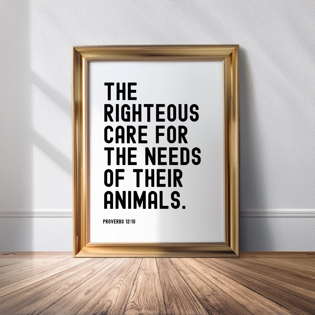 Proverbs 12 10 Scriptural Bible Printable Minimalistic Wall Art ...
