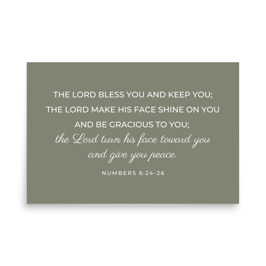 Numbers 6 24 26 Nursery Bible Verse Poster UNFRAMED Large Scripture ...