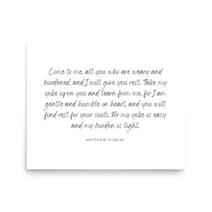 Matthew 11 28 Jesus Quotes Come to Me All Who Are Weary Bedroom ...