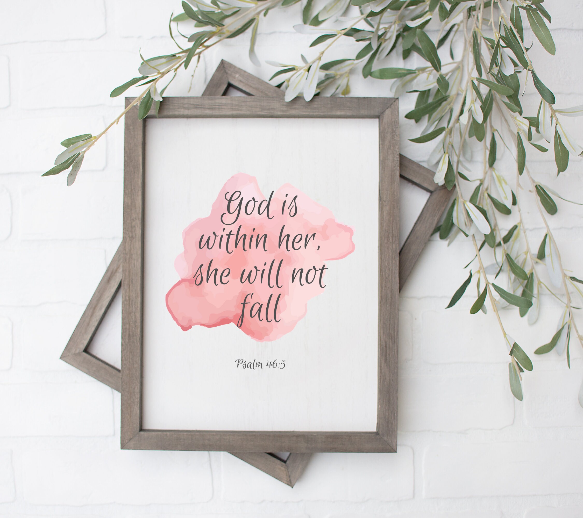 Scripture Wall Art Psalm 46 5, God is Within Her She Will Not Fall, Printable Bible Verses for ...