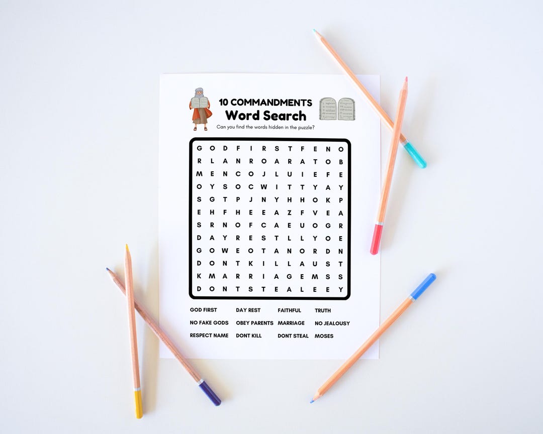 10 Commandments Bible Word Search Fun and Educational PRINTABLE ...