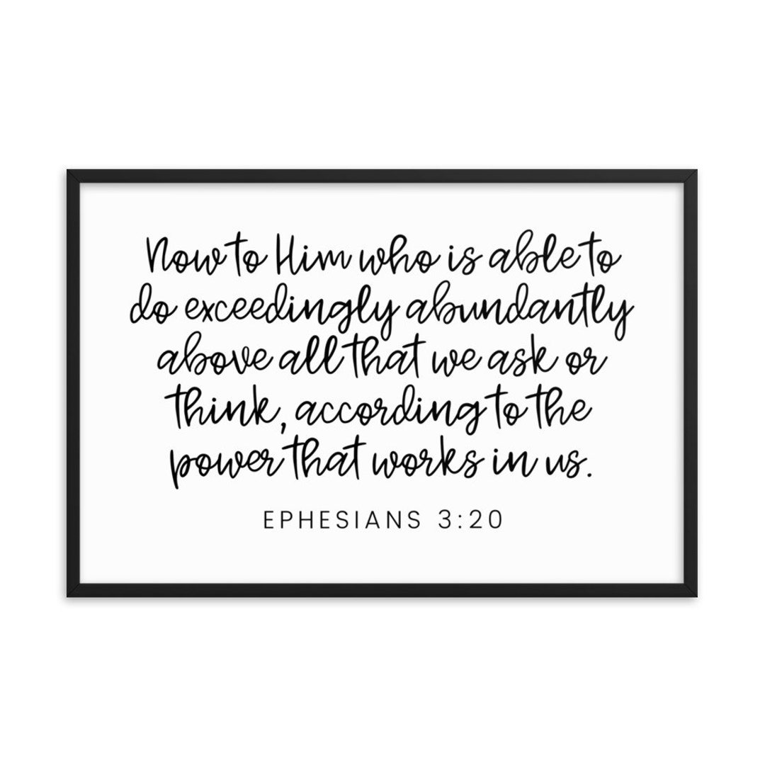 Ephesians 3 20, Modern Farmhouse Wall Art, Faith Scripture, Framed ...