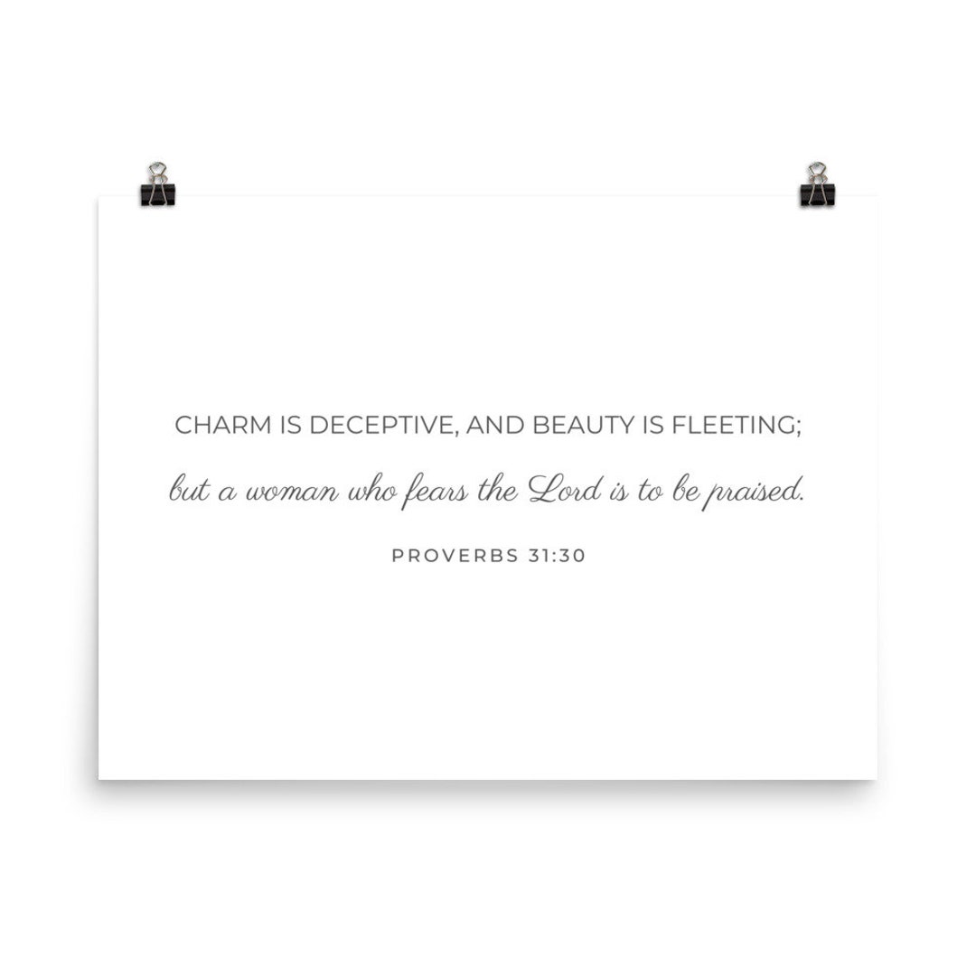 Proverbs 31:30, Christian Wall Art Large, Bible Scripture Wall Decor ...