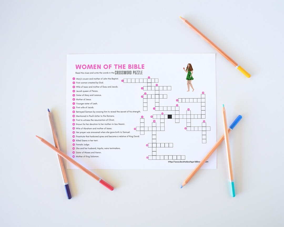 Women of the Bible Crossword Puzzle for Adults PRINTABLE Christian Game ...