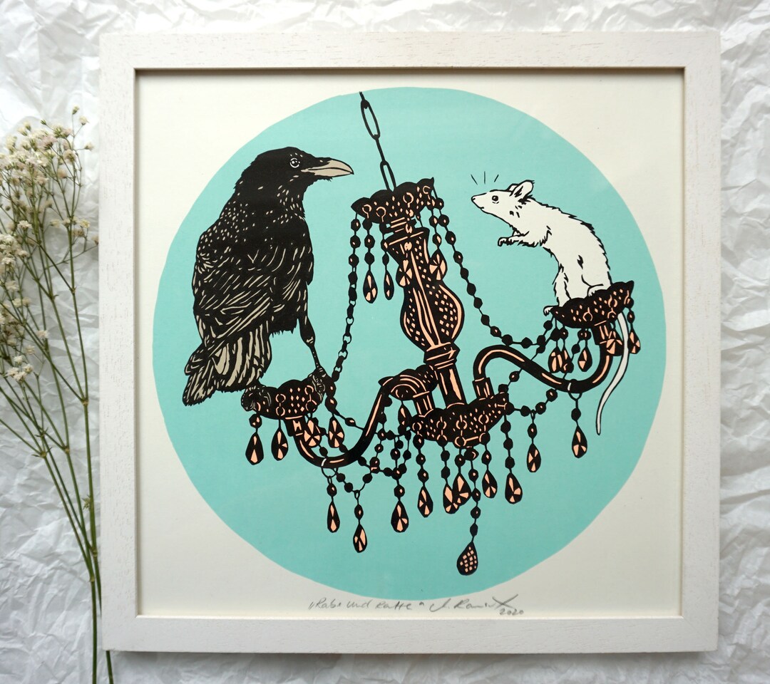 Raven and Rat Art Print: Three-color Screen Printing Graphics - Etsy