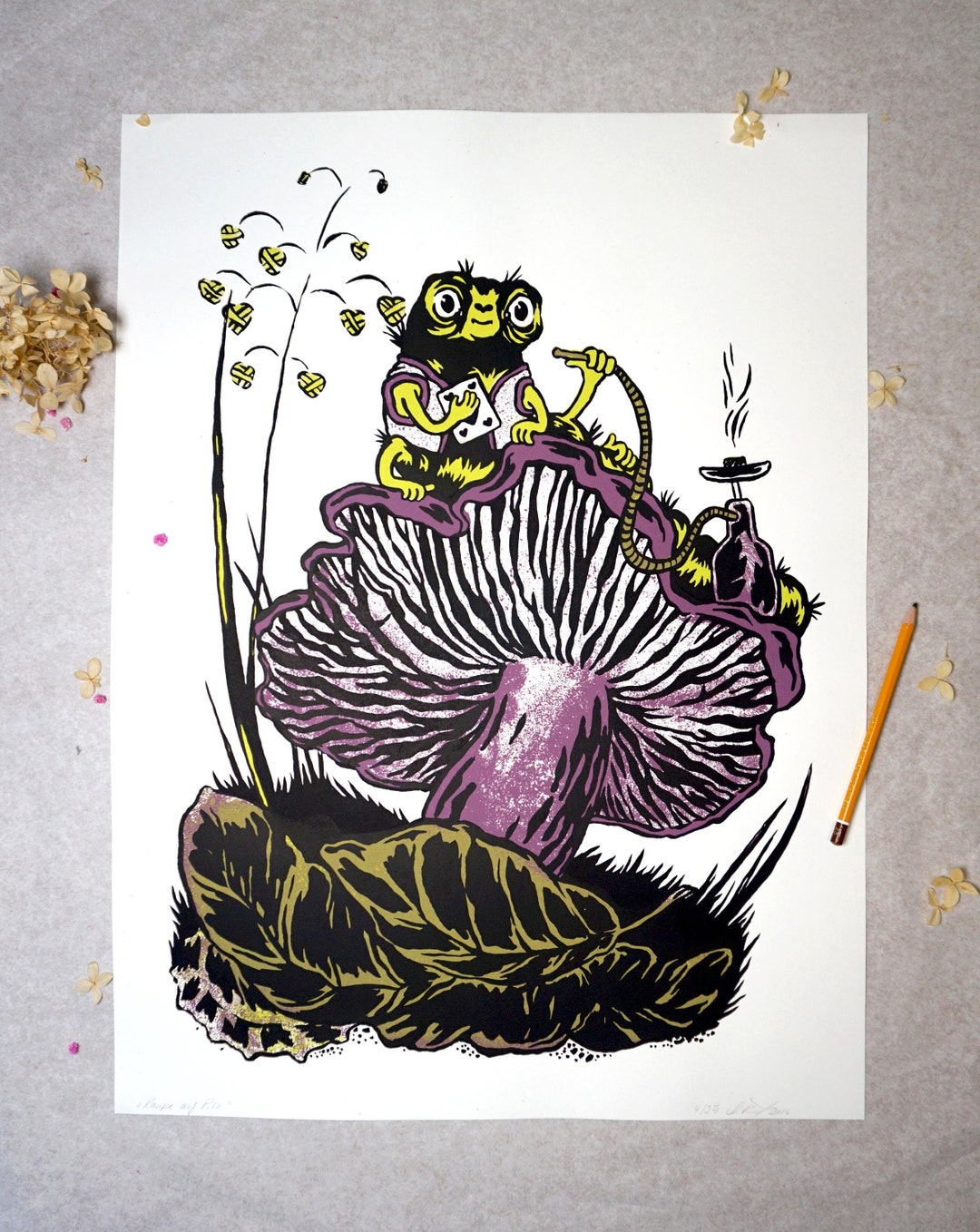 Caterpillar on Mushroom Screen Printing Graphic - Etsy
