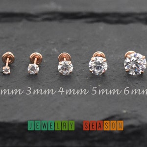 14K Rose Gold Round Stud Screw Back Earrings, Children Girls Womens ...