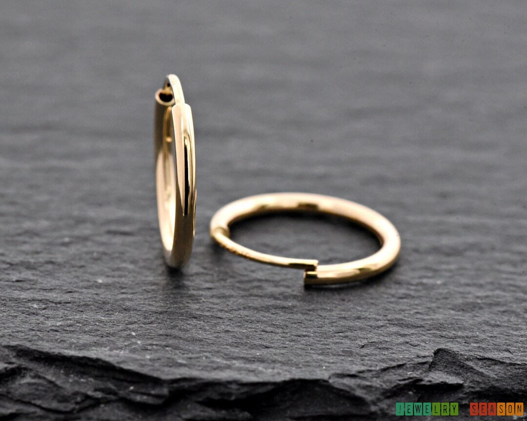 Thin 12mm Endless Hoop Solid 14k Yellow Gold, Women's Gold Continuous ...