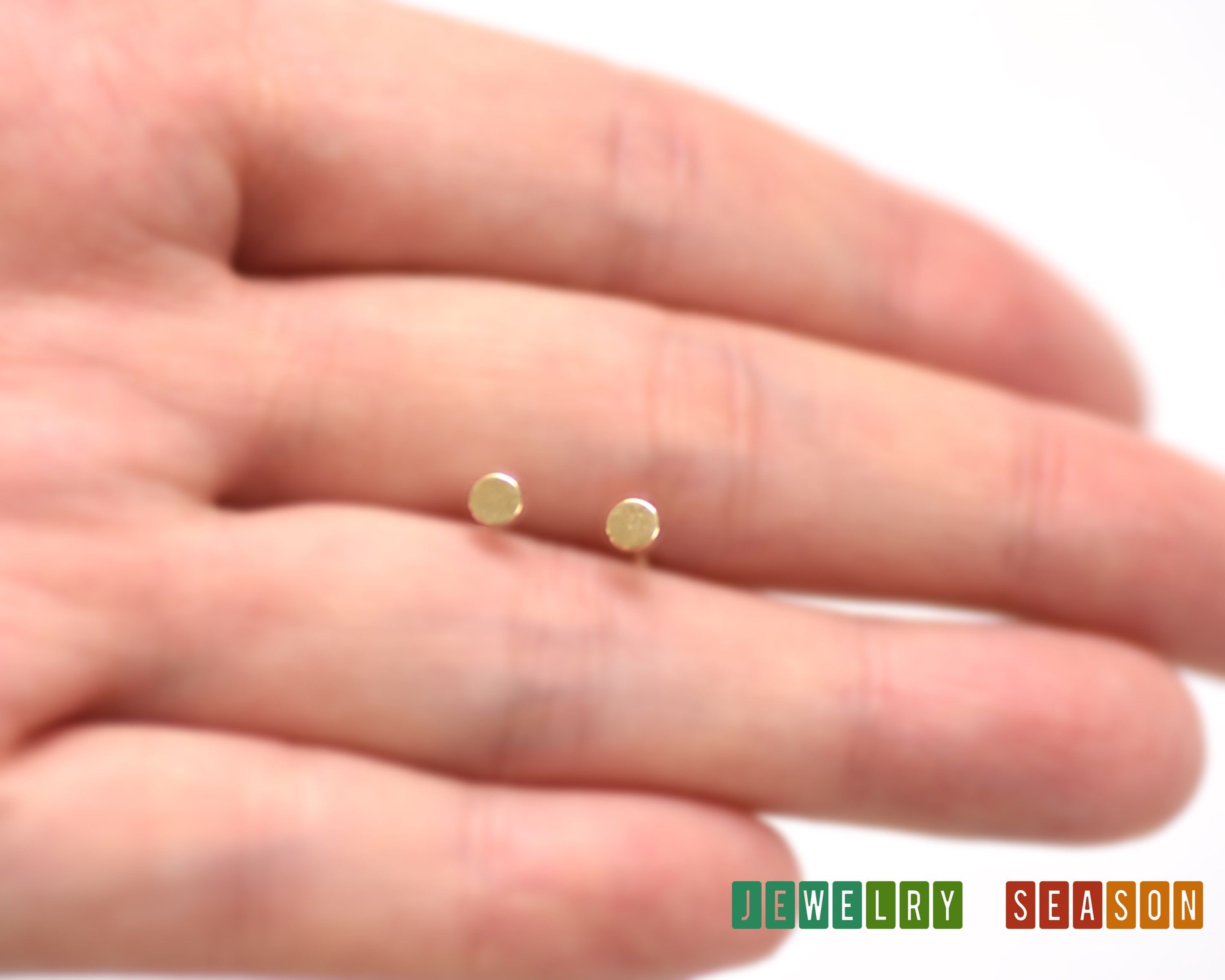 3mm Tiny Round Flat Disc Earrings 14k Gold 3mm Disk Stud - Etsy