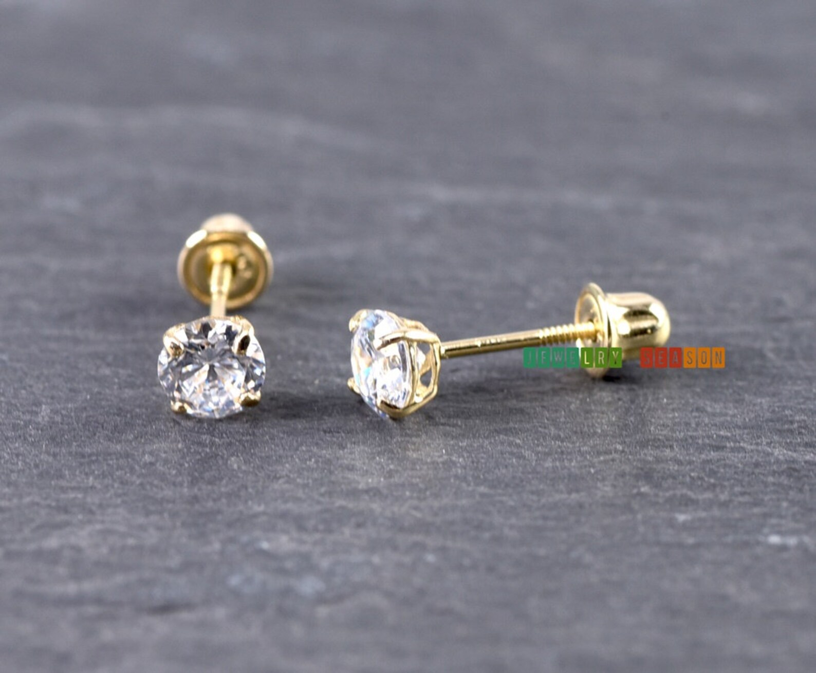 Solid 14K Yellow Gold Stud Screw Back Earrings 2mm 3mm 4mm 5mm - Etsy