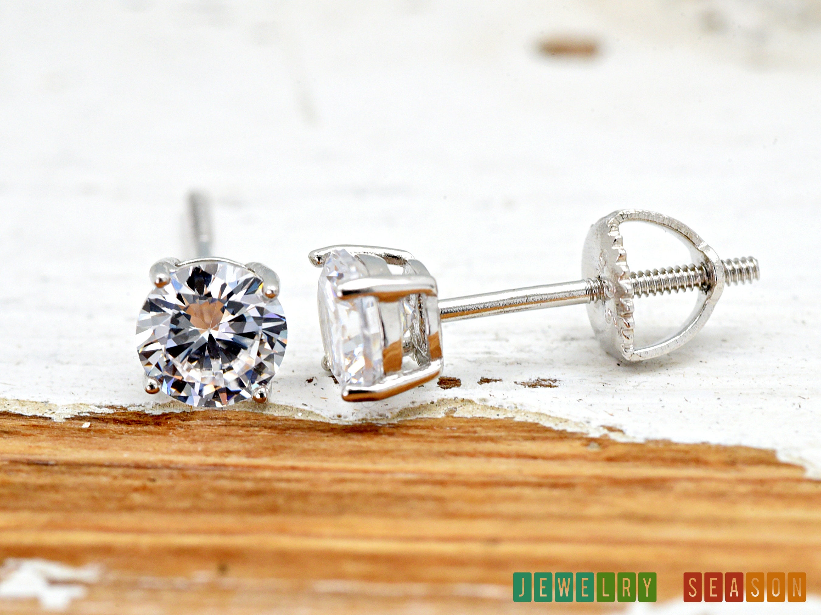Solid 925 Sterling Silver Threaded Post Screw Back Earrings 2mm 3mm 4mm ...