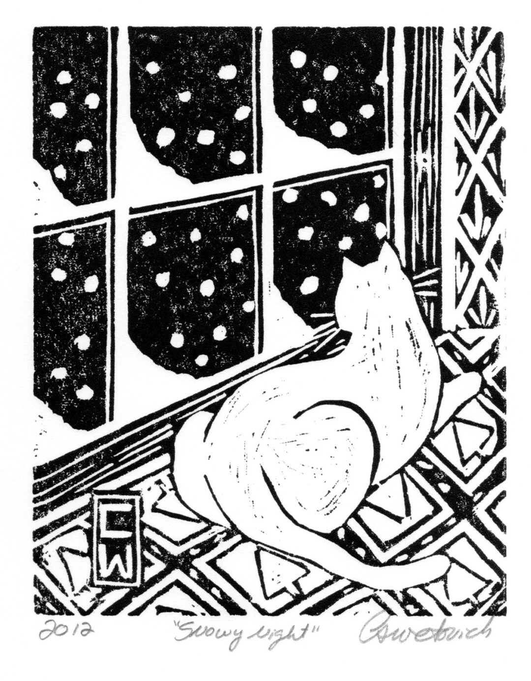 Linocut snowy Night - Etsy