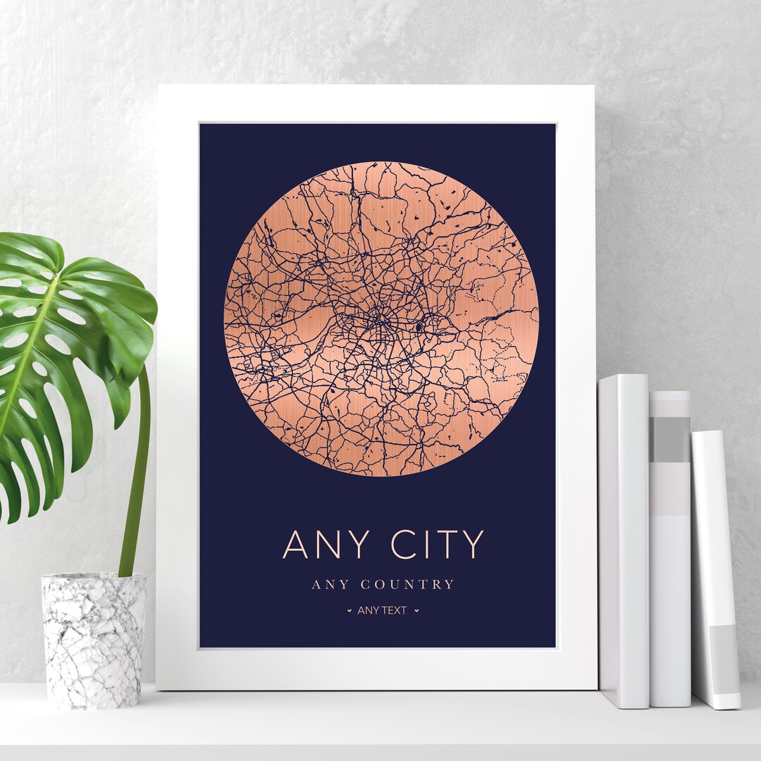 Personalised Foil City Map Print – Custom Metallic Map Wall Art, Custom ...