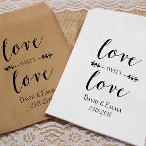 Personalised Wedding LOVE SWEET LOVE Bags, leaves Candy Bags, Lolly ...