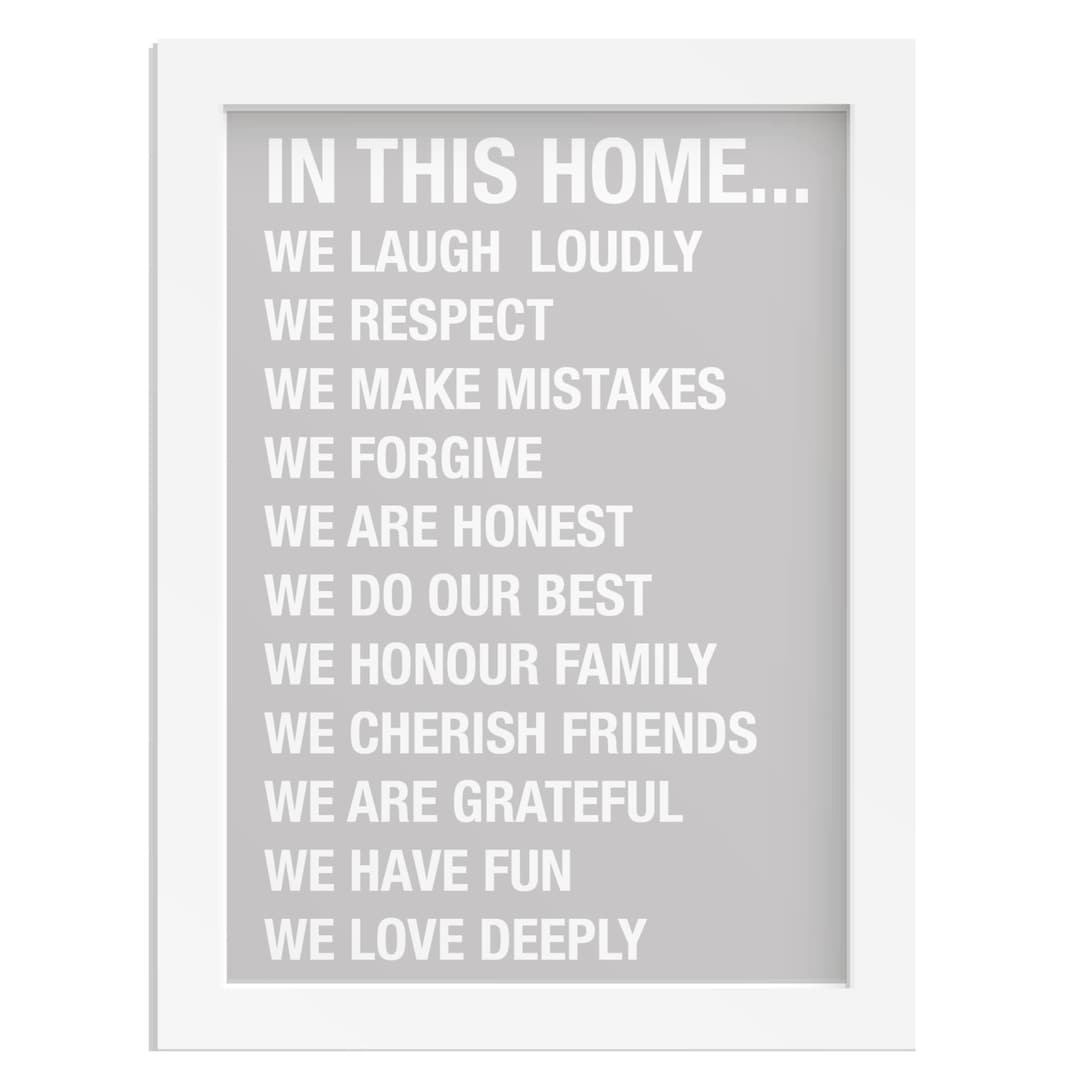 In This Home Quote Print | Custom Family Rules Wall Decor | Family Gift ...