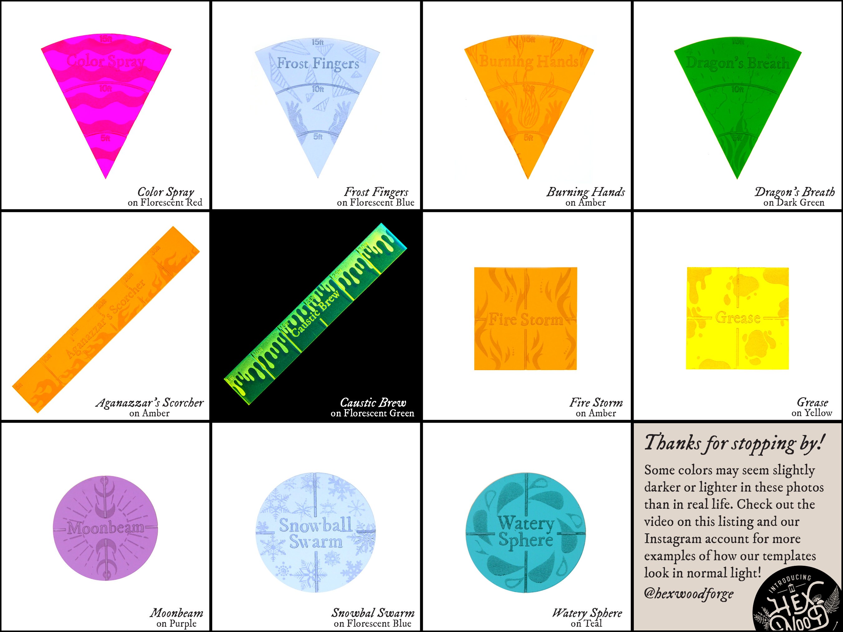 Area of Effect Spell Templates Dungeons & Dragons | Etsy