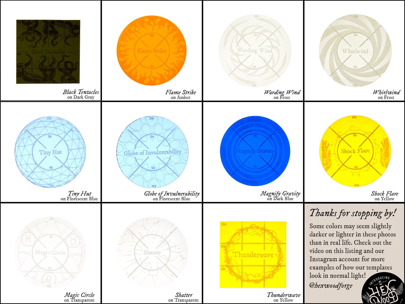 Area of Effect Spell Templates Dungeons & Dragons | Etsy